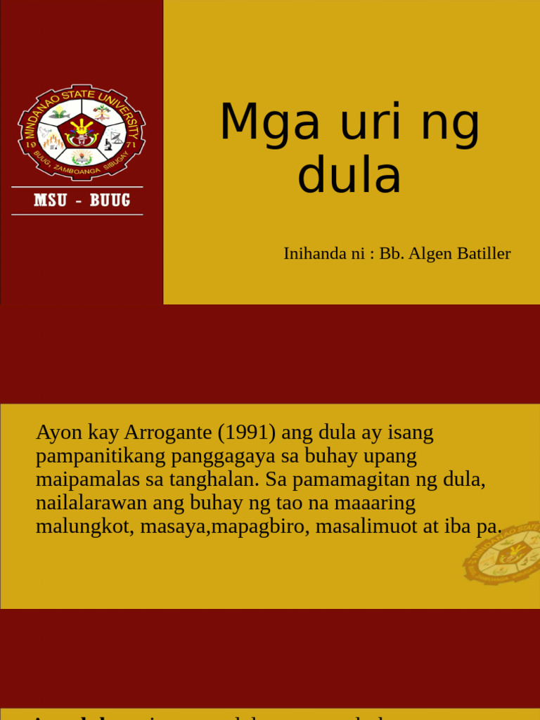 Mga Uri NG Dula | PDF