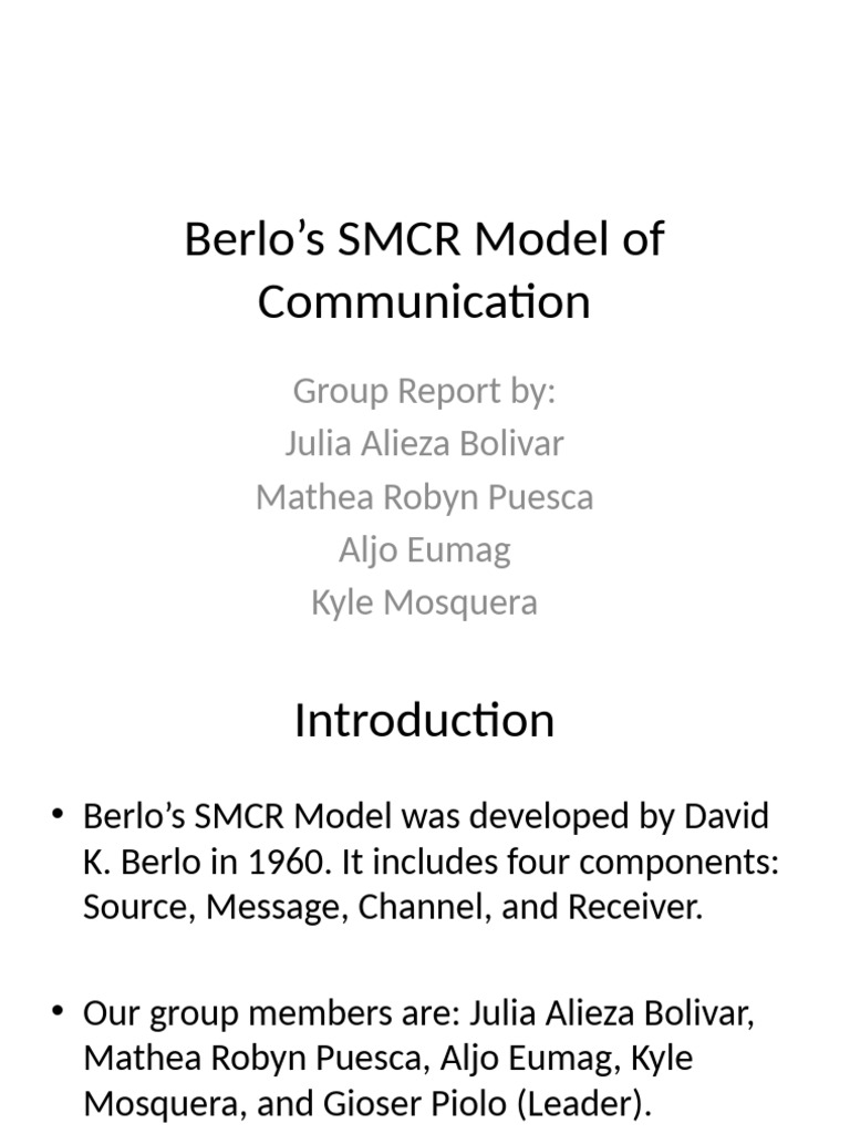 Berlo SMCR Model Report | PDF