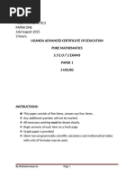 S5 Pure Mathematics Term I Exam 2025 | PDF