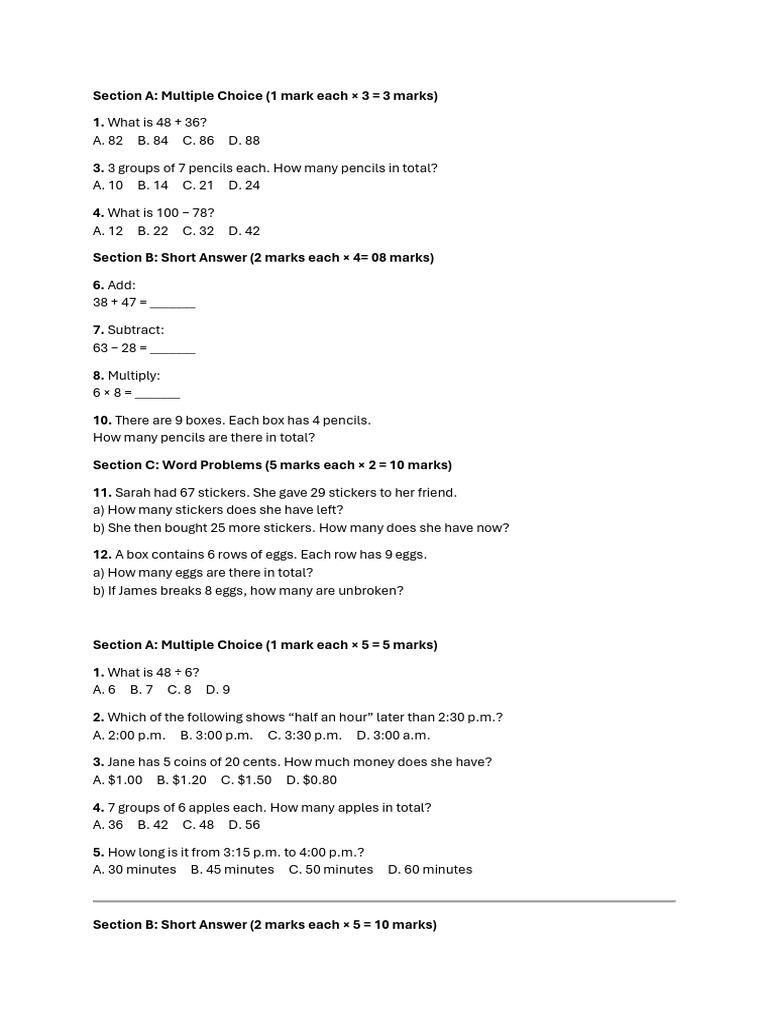 Aeis Sample Question Papers | PDF