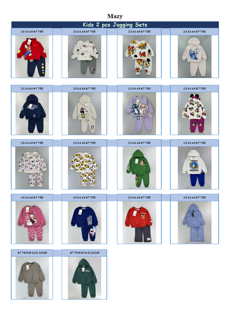 Kids Jogging Sets 7-26 | PDF
