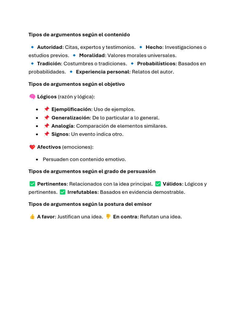 Clasificación de tipos de argumentos | PDF