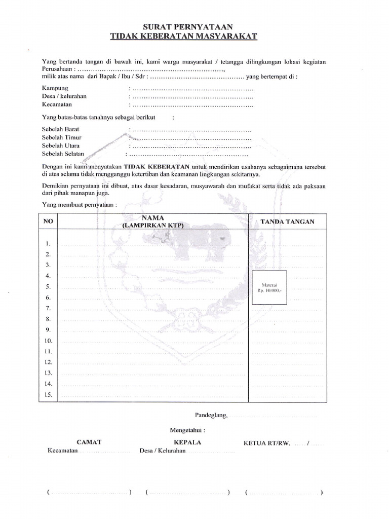 Form Ijin Warga | PDF
