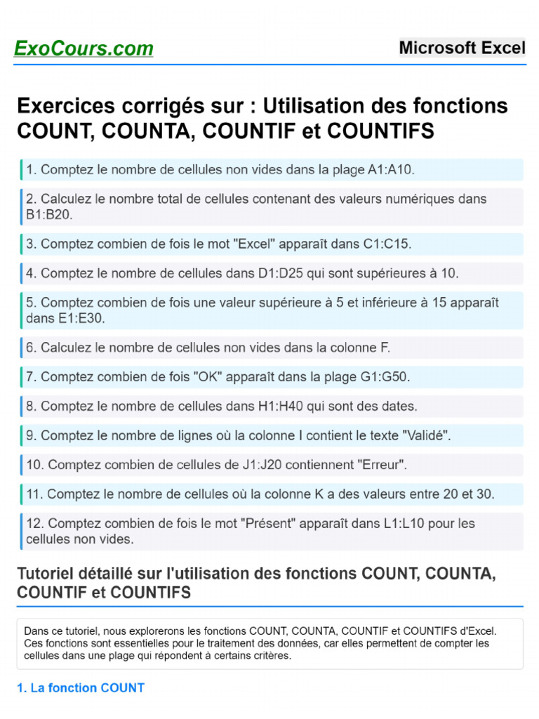 1232 Microsoft Excel Formulas and Functions Exercices Corriges Sur ...