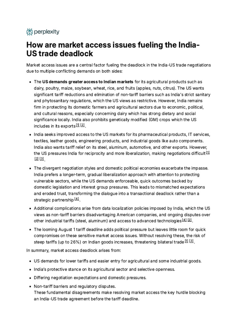 How Are Market Access Issues Fueling The India-US | PDF | Market Access ...