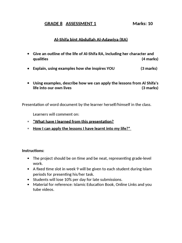 Al-Shifa bint Abdullah: Life and Lessons | PDF