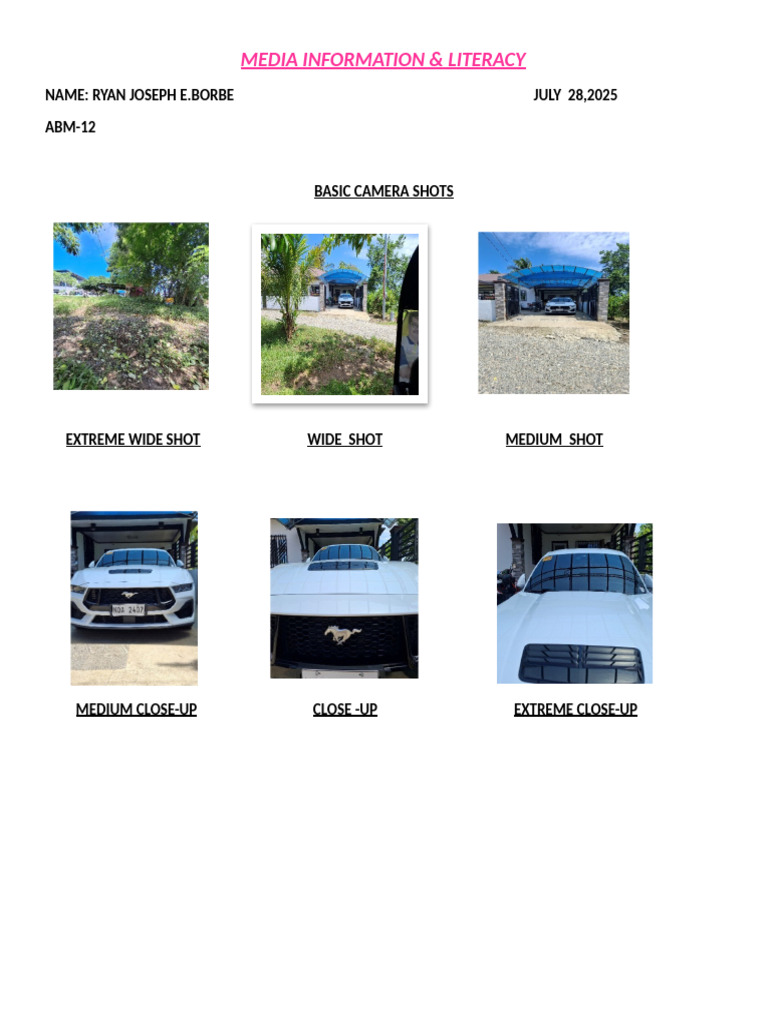 Basic Camera Shots and Angles Guide | PDF