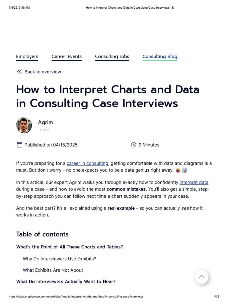 How To Interpret Charts and Data in Consulting Case Interviews | PDF ...