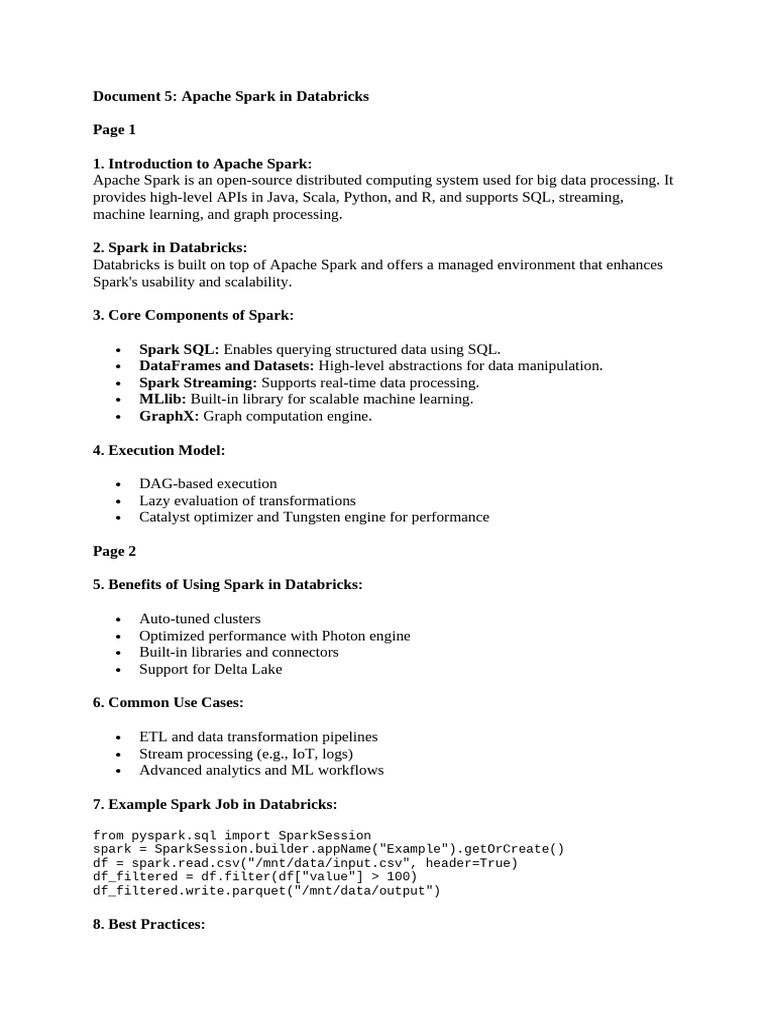 Databricks Spark | PDF