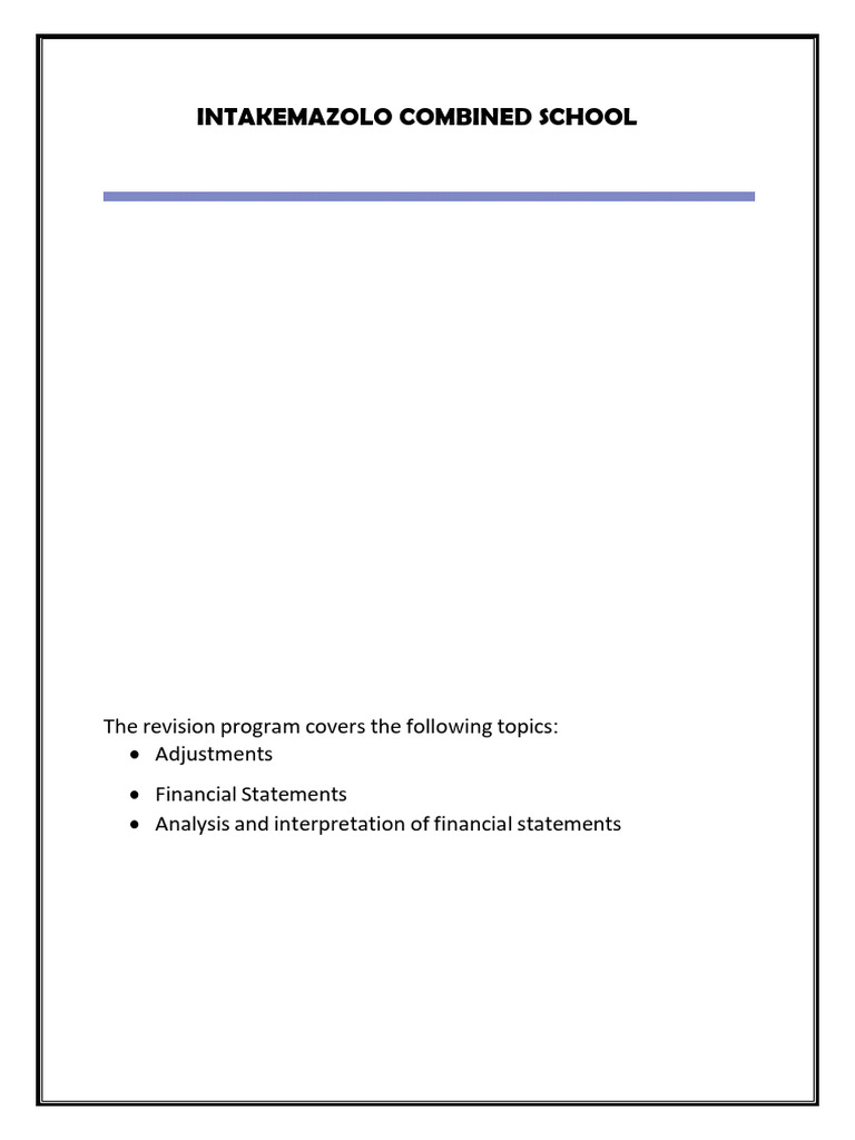 Grade 10 Accounting Revision Term 3 | PDF | Balance Sheet | Income ...