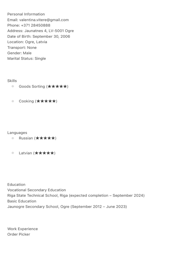 Personal Information | PDF