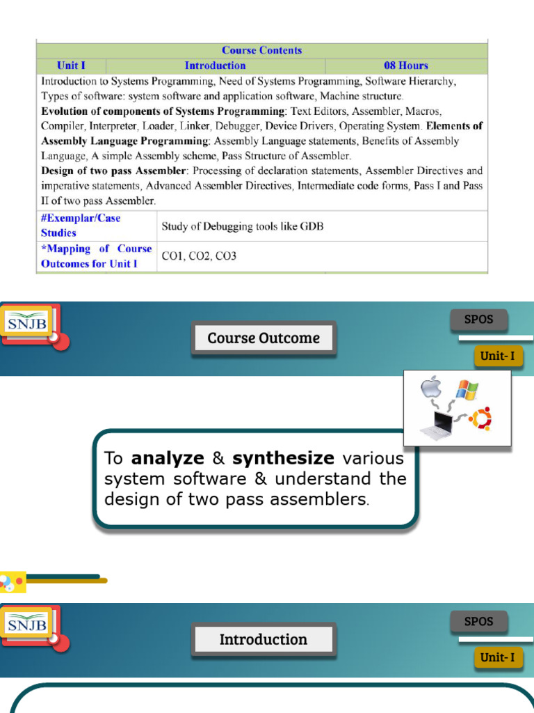 SPOS - Unit 1 (Introduction) | PDF | Assembly Language | Computer Program