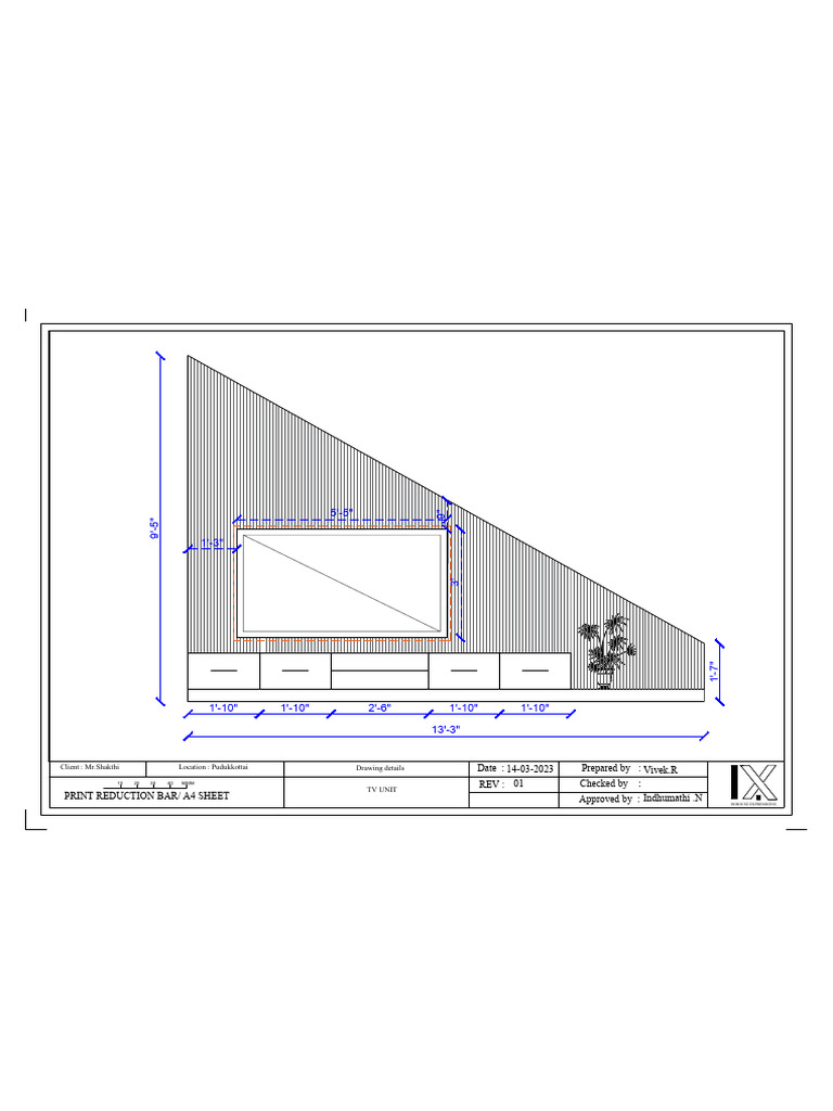 Staircase Wall Elevation For TV Unit | PDF