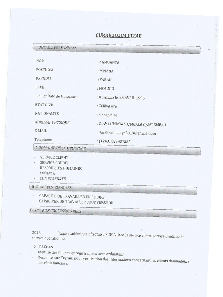 cv sarah | PDF