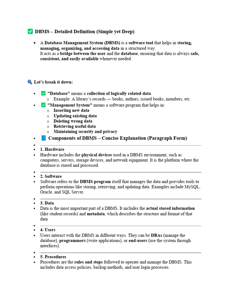 DBMS NOTES UNIT 1 | PDF