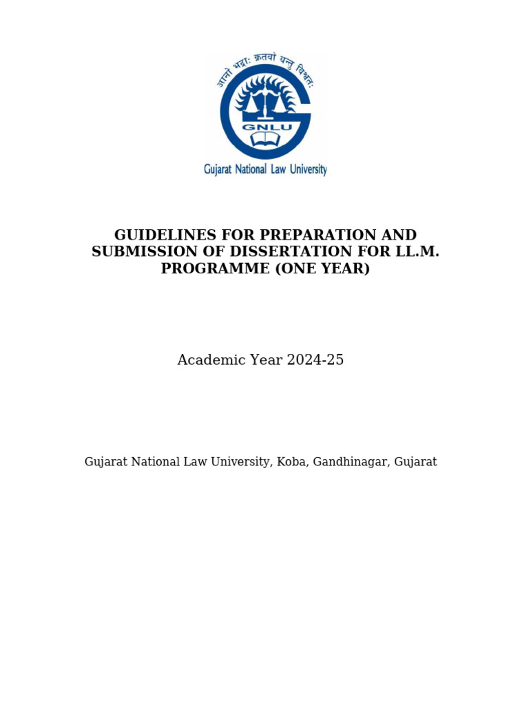 Guidelines For Dissertation Preparation and Submission 2024-25 (LL.M) | PDF | Thesis
