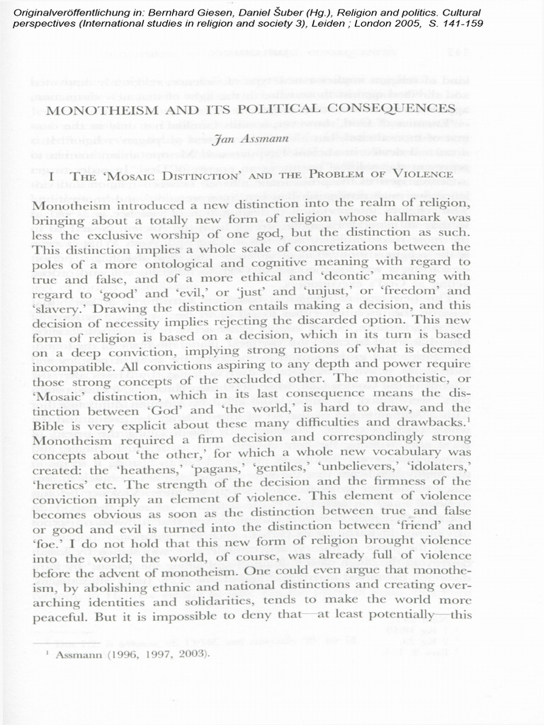 Monotheism and Its Political Consequences - No - Metadata | PDF ...