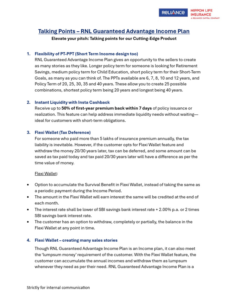 RNL GAIN Plan - Talking Points | PDF | Interest | Taxes