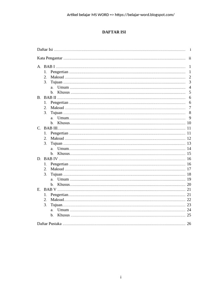 Daftar Isi Template | PDF