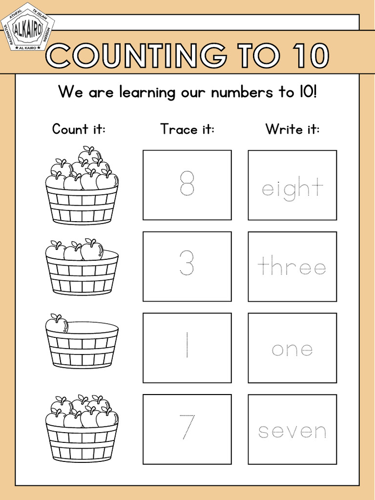 Counting Apples to 10 Worksheet | PDF