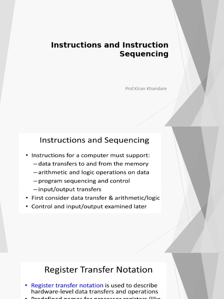 Instructions and Instruction Sequencing | PDF