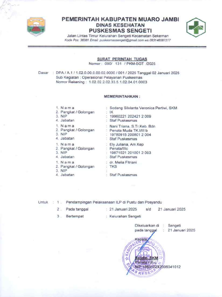 Surat Tugas Pelaksanaan ILP Di PUSTU Dan Posyandu | PDF
