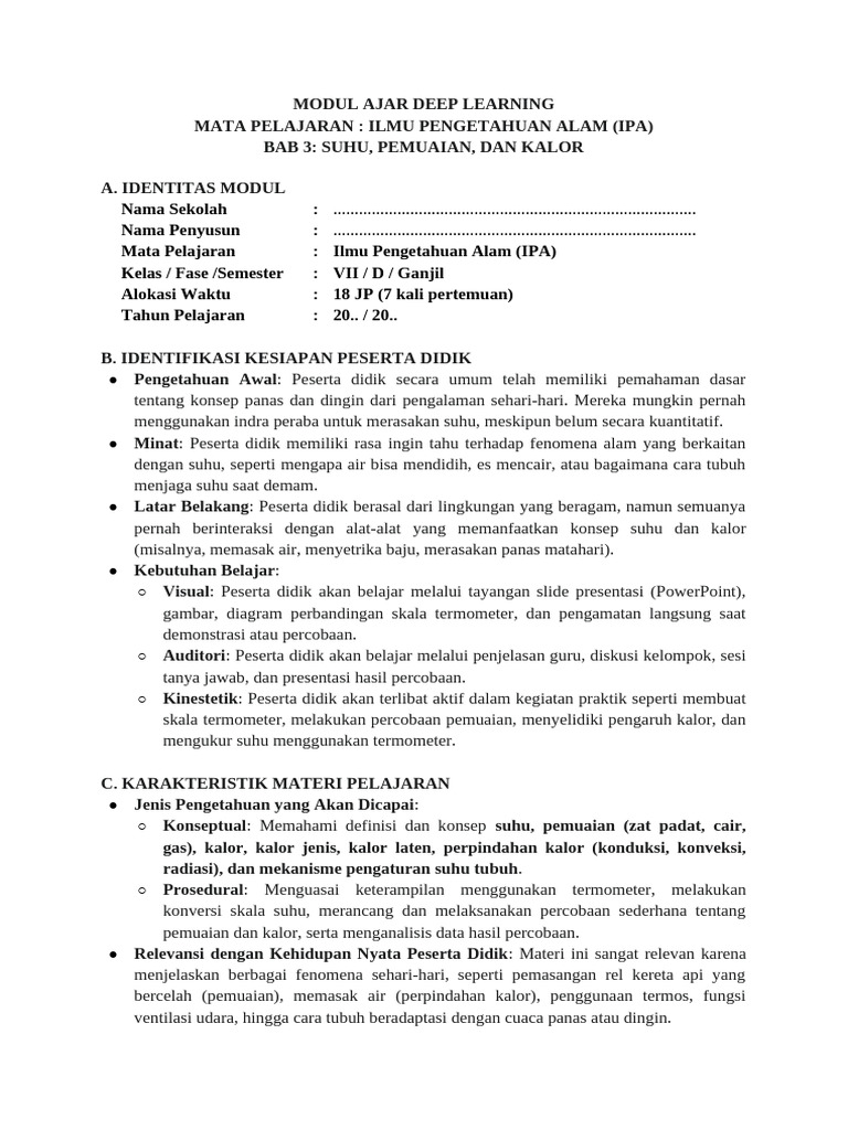 Modul Ajar Deep Learning Kelas 7 IPA | PDF