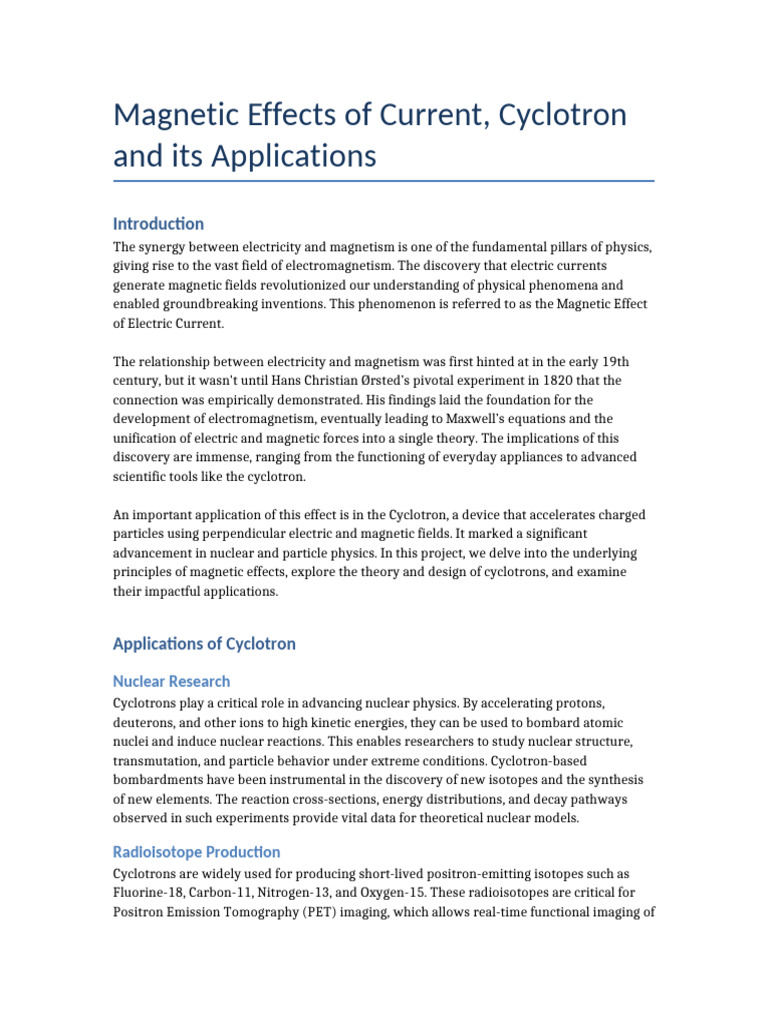 ISC Physics Project Cyclotron | PDF | Physics | Radiation