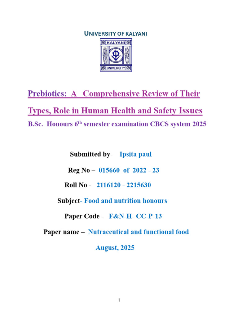 Prebiotic Review Paper (Ipsita Paul) | PDF