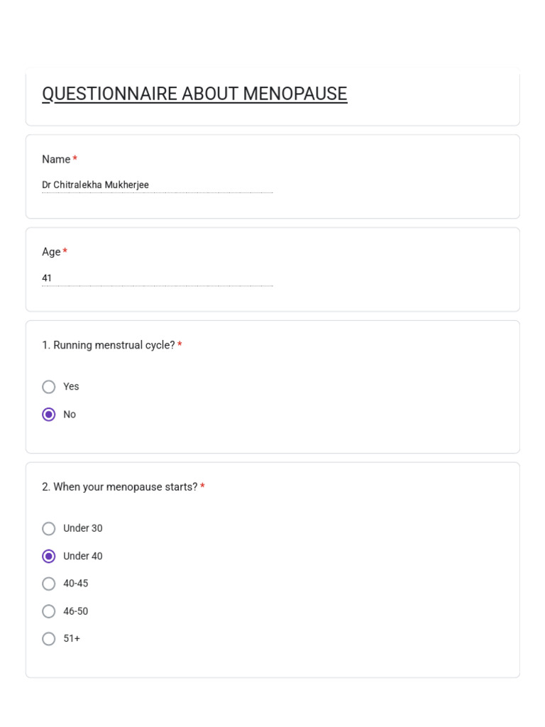 Questionnaire About Menopause - Google Forms | PDF | Menopause ...