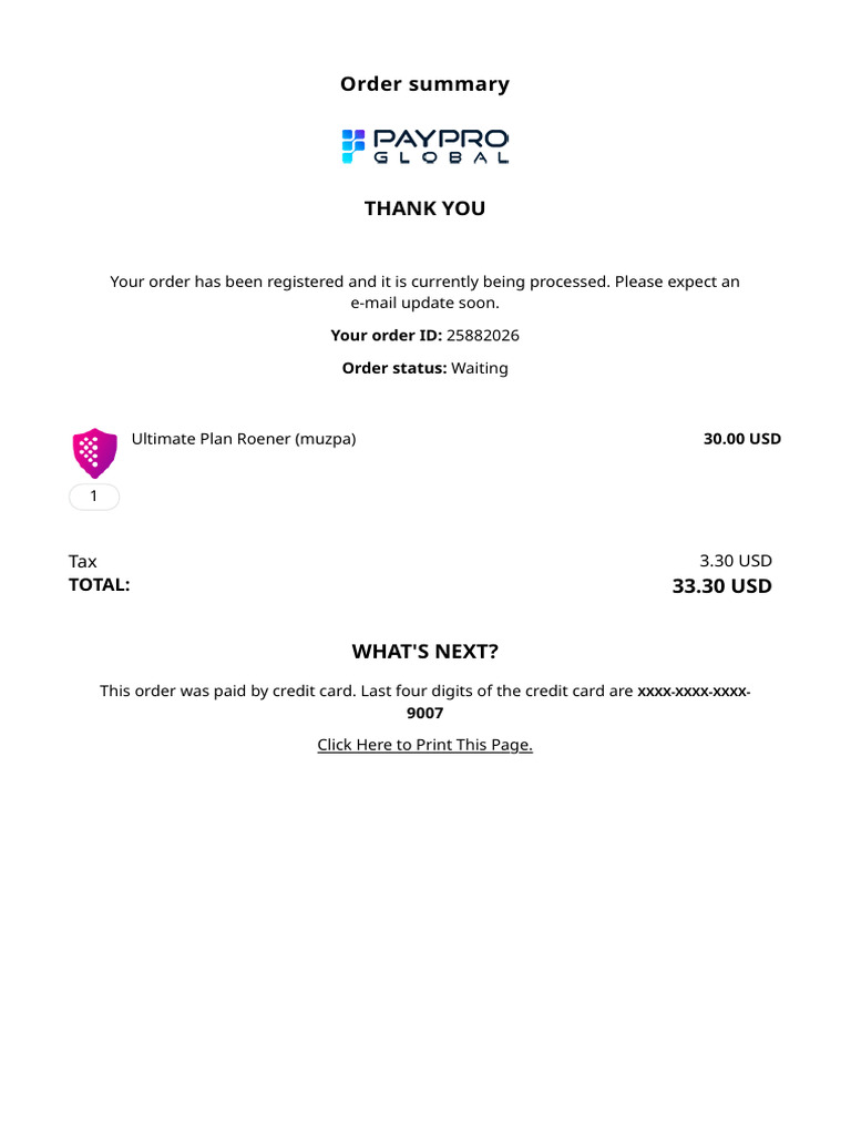 Order Confirmation Summary - ID 25882026 | PDF