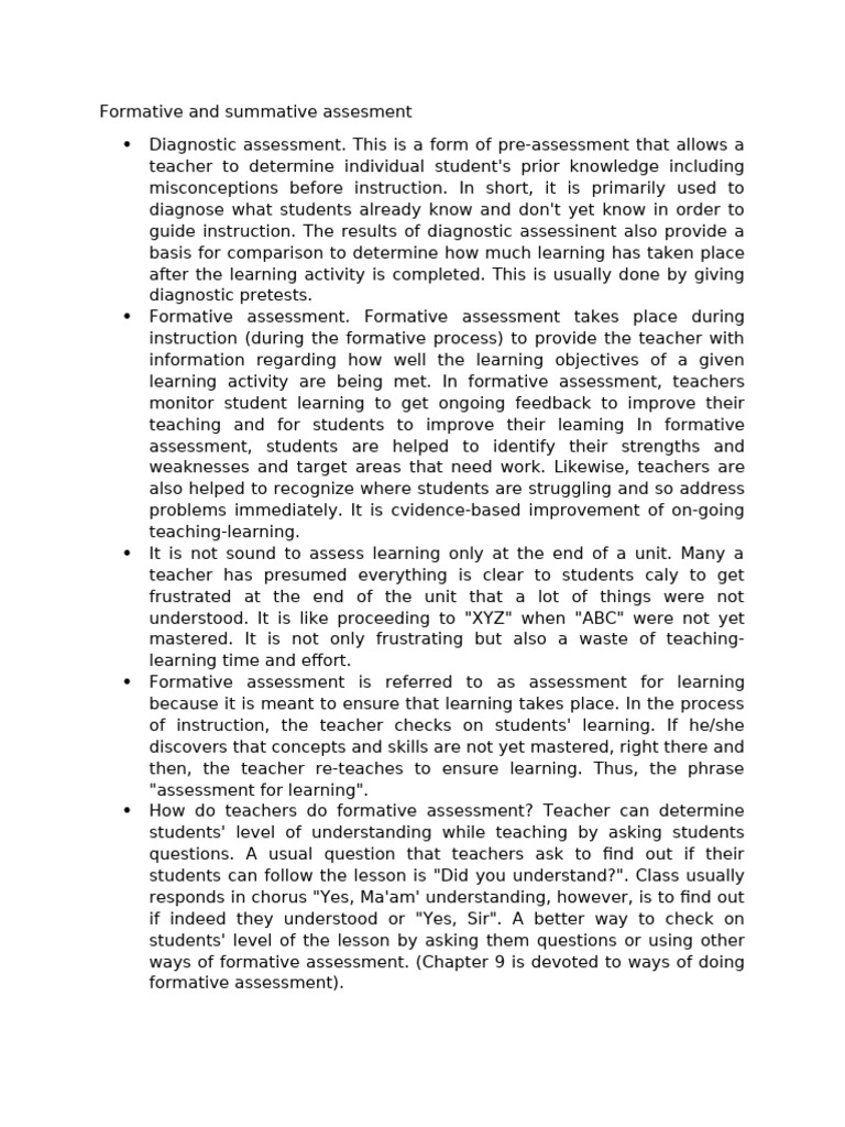 Formative and Summative Assesment | PDF | Educational Assessment ...