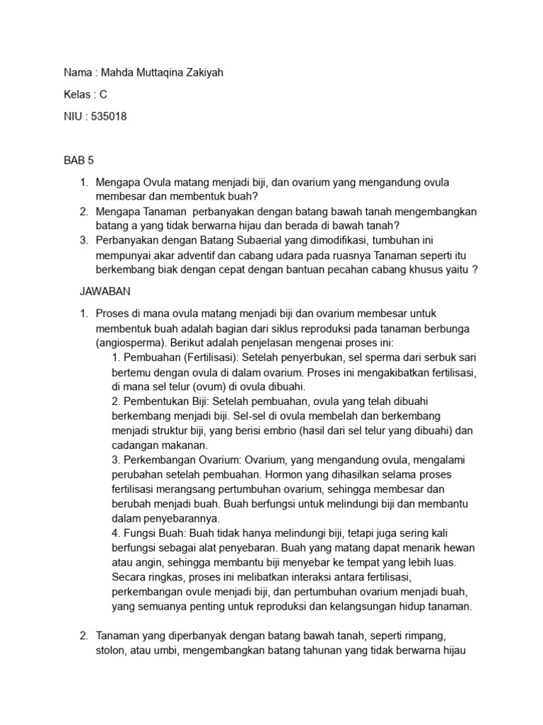 Soal Dan Jawaban Botani Bab 5 Dan Bab 6 | PDF