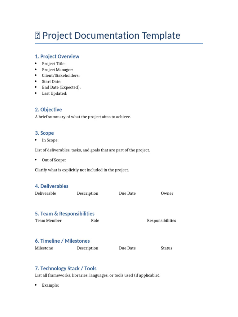 Project Documentation Template Guide | PDF