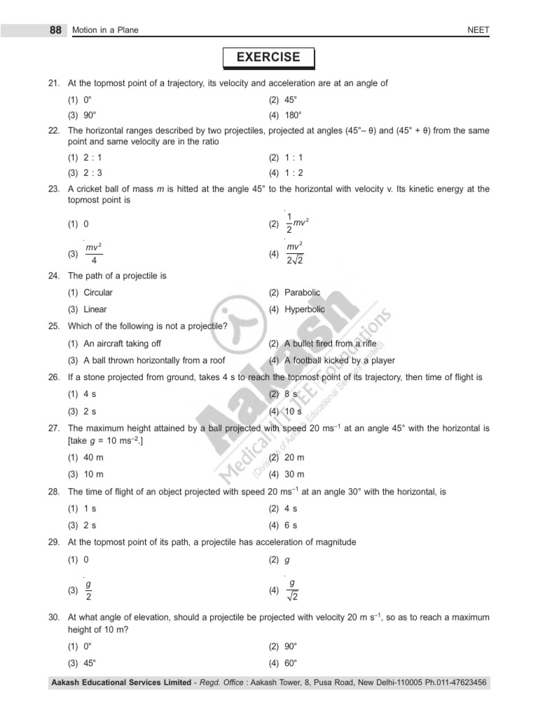Aakash Physics Module Part-01-Split | PDF | Acceleration | Kinematics