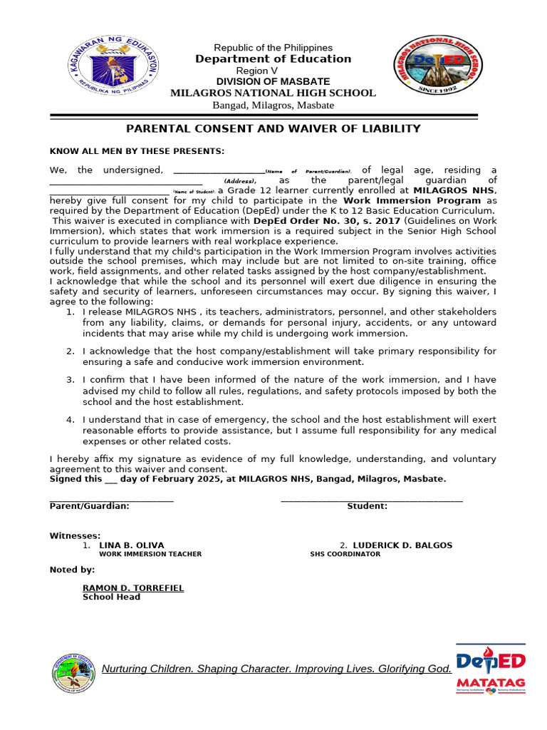 Immersion Parental Waiver | PDF