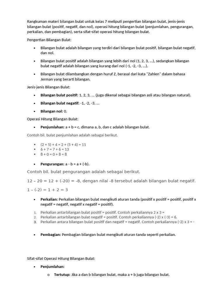 Math Rangkuman Bil Bulat | PDF