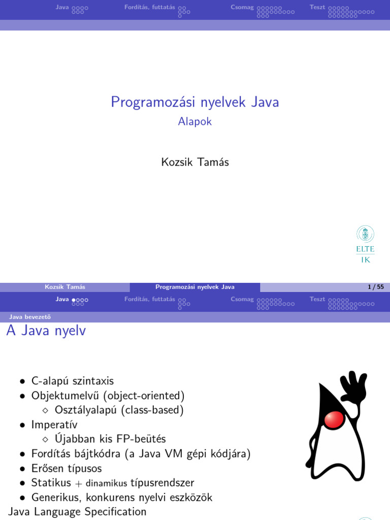 Alapjava01 Alapok Fóliasor | PDF