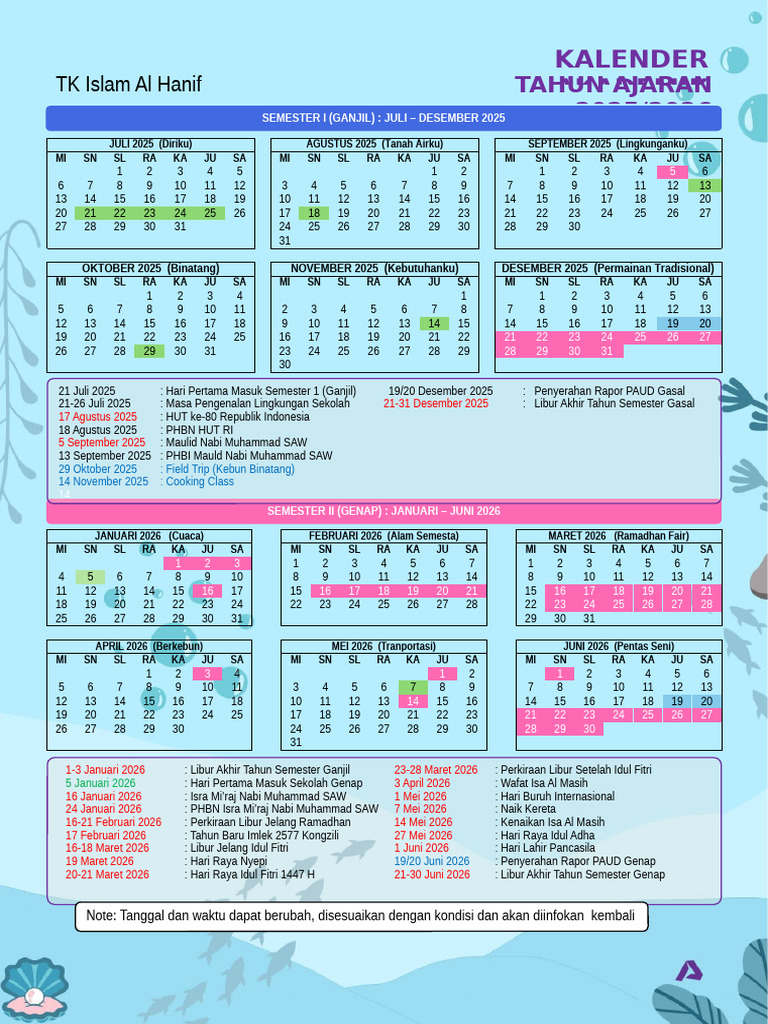2025 2026 Kalender Akademik PAUD Jateng | PDF
