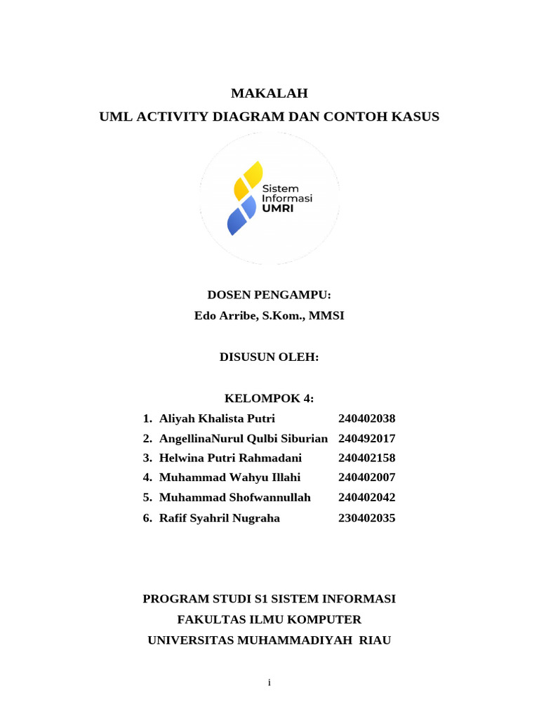 Makalah Materi (UML) Activity Diagram Dan Contoh Kasus | PDF