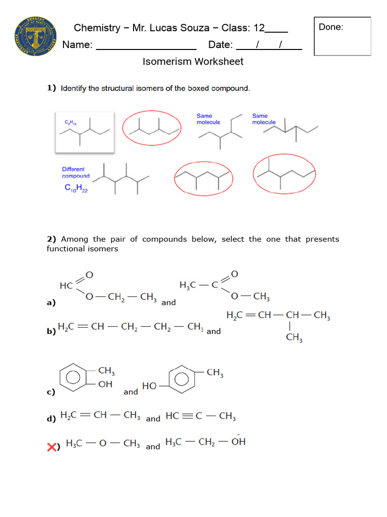 Answer Key Isomerism | PDF