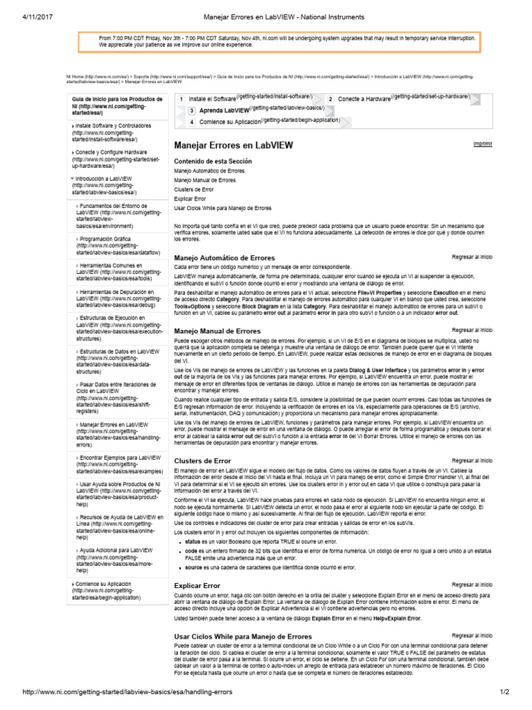 7-Manejar Errores en LabVIEW | PDF | Informática | Ingeniería de software