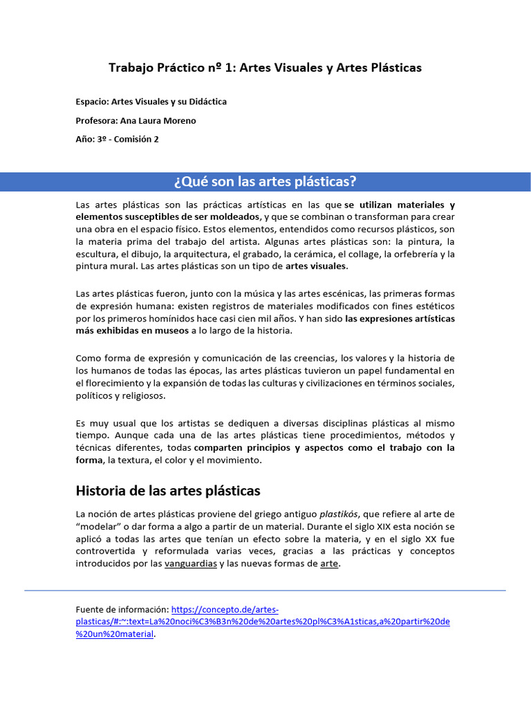 Trabajo Practico N 1 - Artes Visuales y Su Didactica - 3 C2 | PDF ...