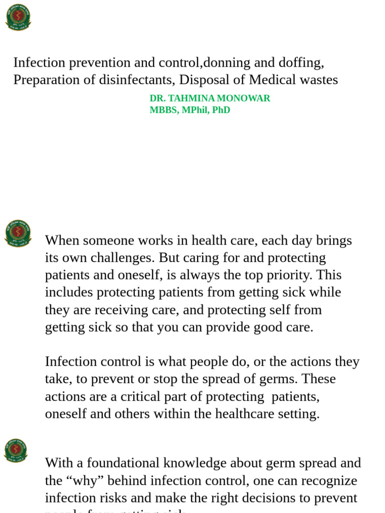 Infection Prevention and Control,Donning and Doffing, Preparation of ...