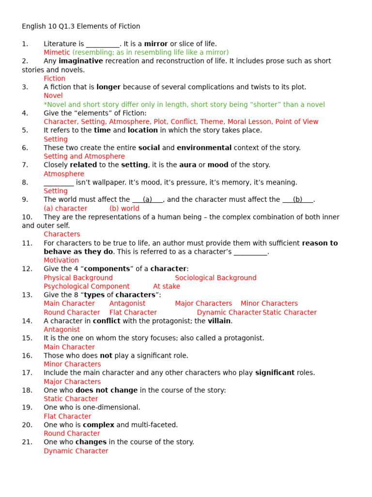 Key Elements of Fiction Explained | PDF | Narration | Plot (Narrative)