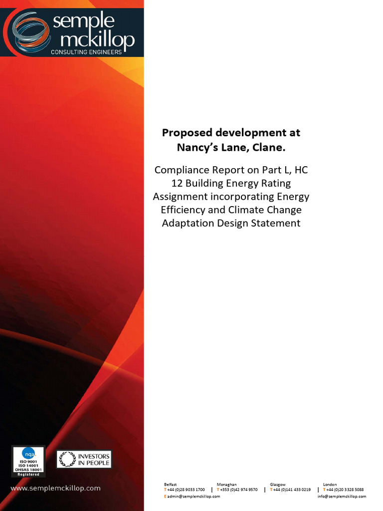 Compliance Report On Part L | PDF | Water Heating | Photovoltaics