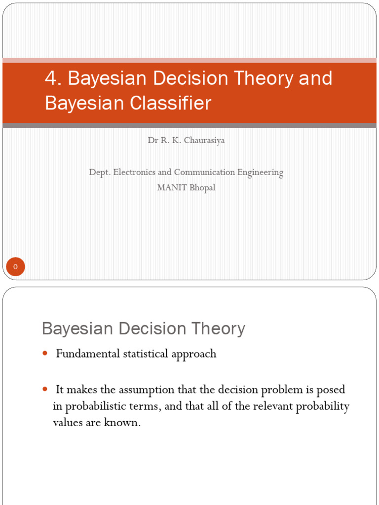 Bayes Decision Theory and Bayes Classifier | PDF | Statistical ...