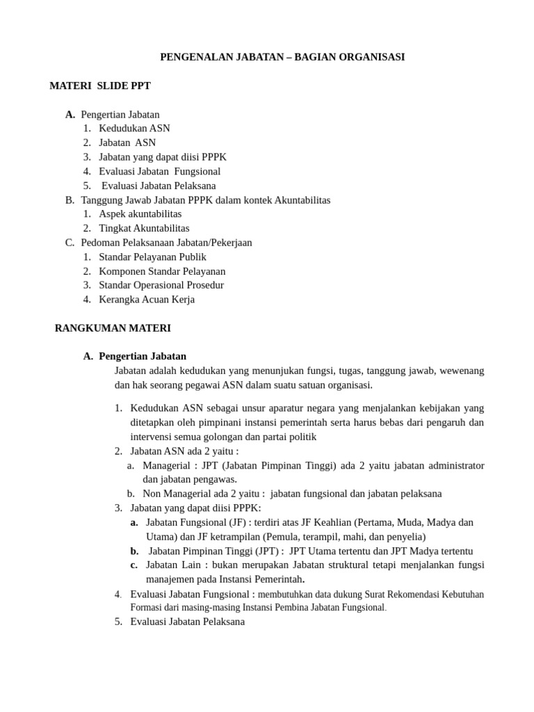 Materi 2. Pengenalan Jabatan - Bagian Organisasi+Lesson Learn | PDF
