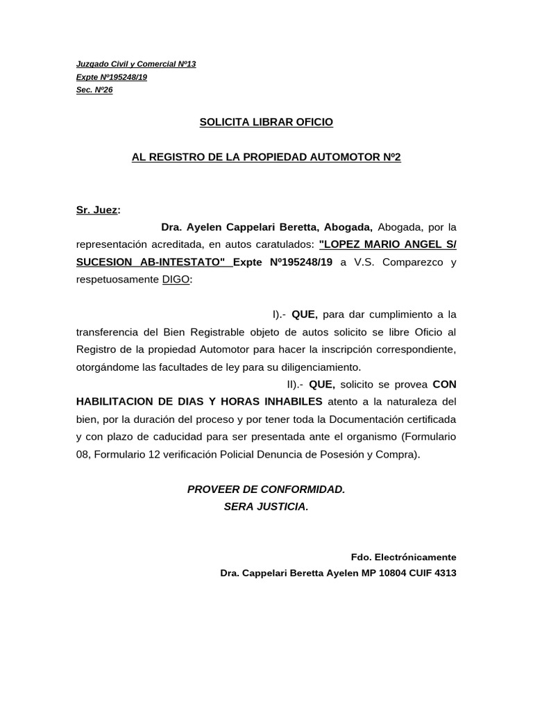 Solicita Librar Oficio | PDF