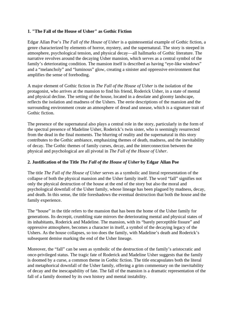 Gothic Elements in Usher's Fall | PDF | Gothic Fiction